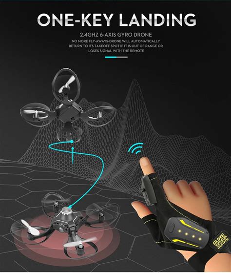 Mini Drone Foldable Arm Glove Gesture Sensing Control Helicopter RC Aircraft One Key Return