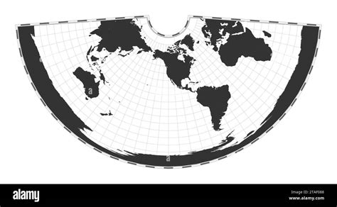 Vector World Map Conic Equidistant Projection Plain World Geographical Map With Latitude And