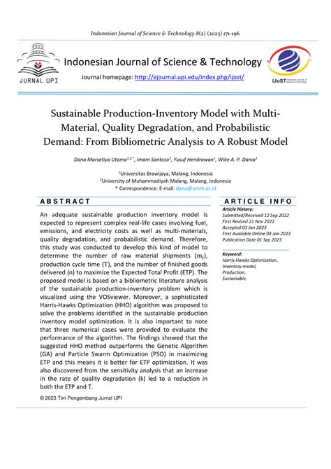 PDF Sustainable Production Inventory Model With Multi Material Quality Degradation And