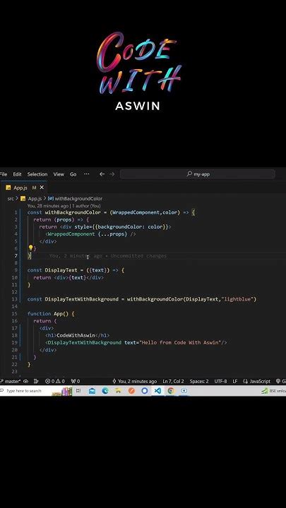 Higher Order Components Hoc 🌟 Codewithaswin Reactjs Higherordercomponents Shorts