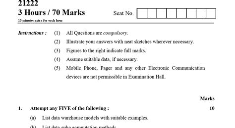 Data Warehousing With Mining Techniques 22621 Old Question Paper With Model Answers Summer 2022