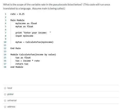 Solved What Is The Scope Of The Variable Rate In The