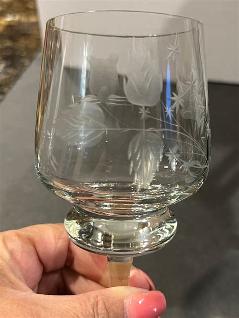 5 Mouth Blown Crystal Wine Glasses Romania Importing Co Inc Etsy