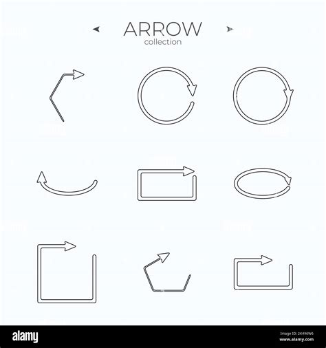 Simple Set Of Arrow Icons Outline Symbol Collection Trendy Line Style