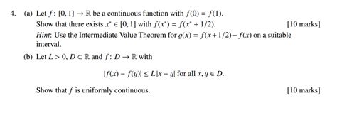 solved 4 a let f [0 1] → r be a continuous function