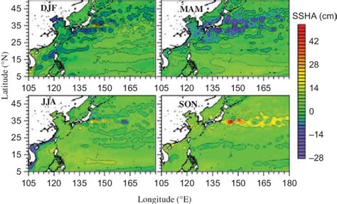 Climatological Seasonal Structures Of Sea Surface Height Anomaly Ssha