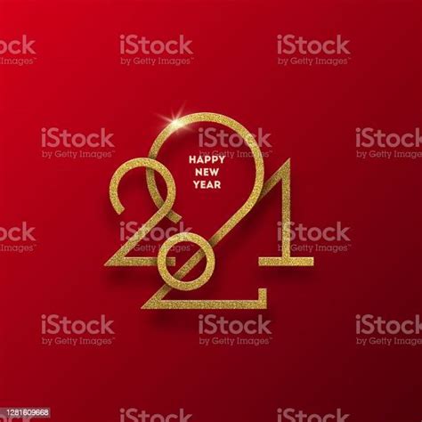 2021 년 새해 반짝이 골드 로고 새해 반짝이 골드 기호 휴일 인사말 카드 벡터 그림입니다 초대장 달력 인사말 카드 등을 위한 홀리데이 디자인 0명에 대한 스톡 벡터 아트