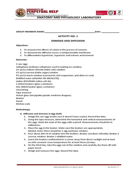 Biochem Lab Activity 1 20 21 1 Pdf Osmosis Chemistry