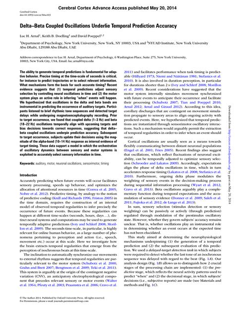 Pdf Delta Beta Coupled Oscillations Underlie Temporal Prediction Accuracy