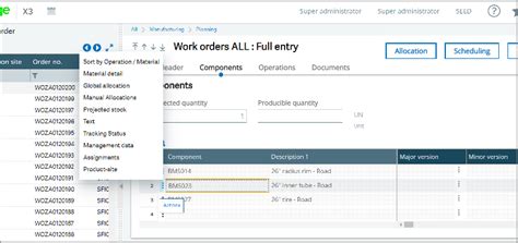 how to exclude components on a work order in sage x3 sage x3 tips