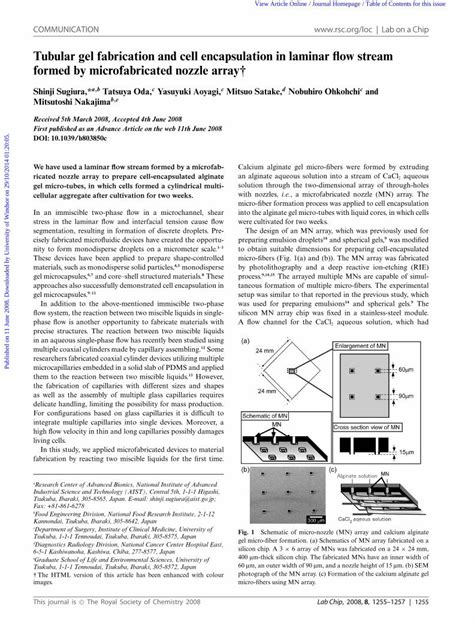 pdf tubular gel fabrication and cell encapsulation in laminar flow