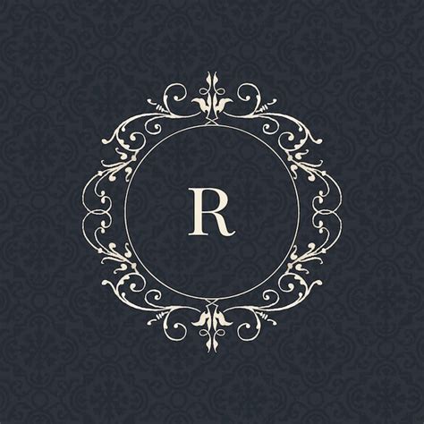 블랙에 R 편지 빈티지 배지 무료 벡터