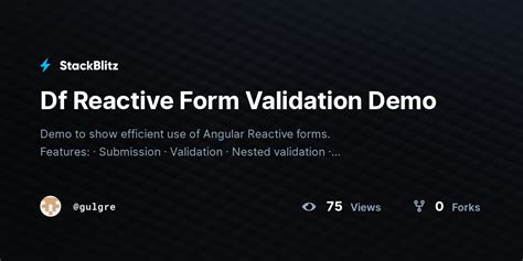 Df Reactive Form Validation Demo Stackblitz