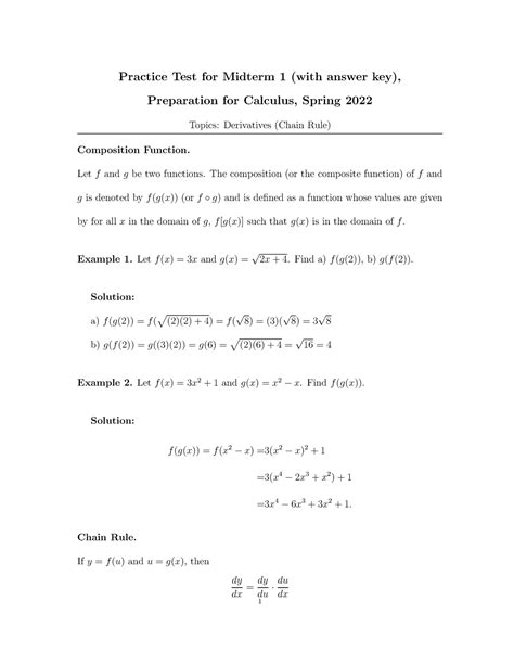 midterm 1 derivatives chain rule practice test for midterm 1