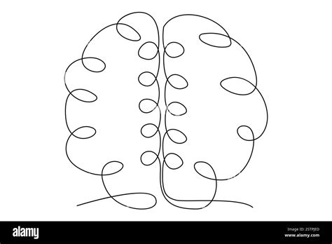 Human Brain Continuous One Line Drawing Concept Of Hand Drawn Minimalism Style Vector