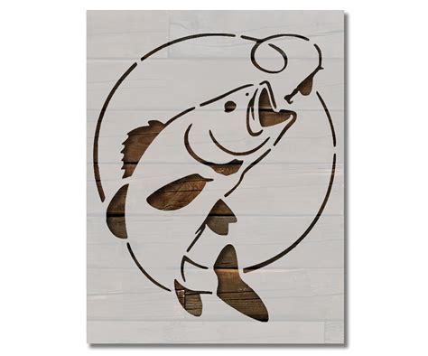 Bass Fish Fishing Stencil Template Reusable For Painting On
