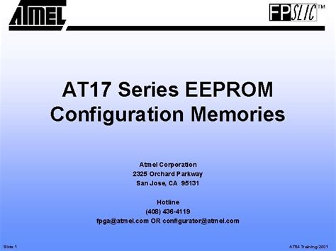 At 17 Series Eeprom Configuration Memories Atmel Corporation