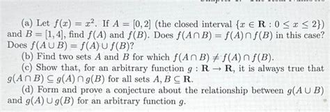 Solved Exercise Given A Function F And A Subset A Of Chegg