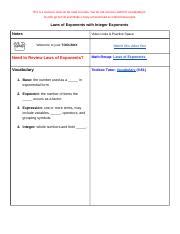 1 02 Laws Of Exponents With Integer Exponents Docx This Is A Resource And Can Be Used As