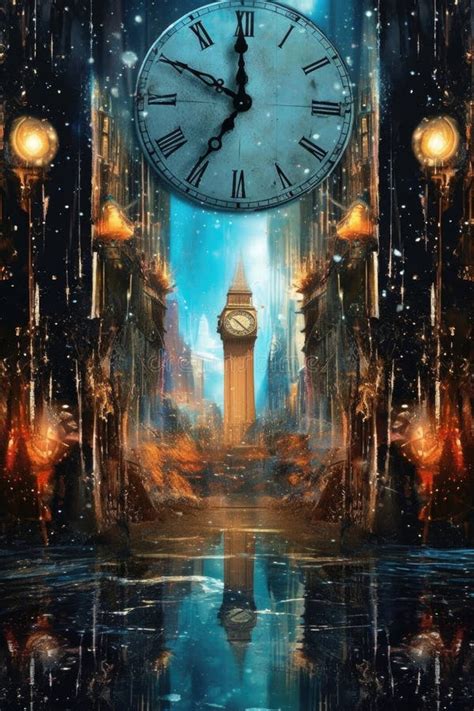 New Years Eve Countdown Clock At Midnight Stock Illustration
