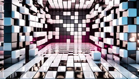 Realistic Shiny Cubes Floor Background Premium Ai Generated Image