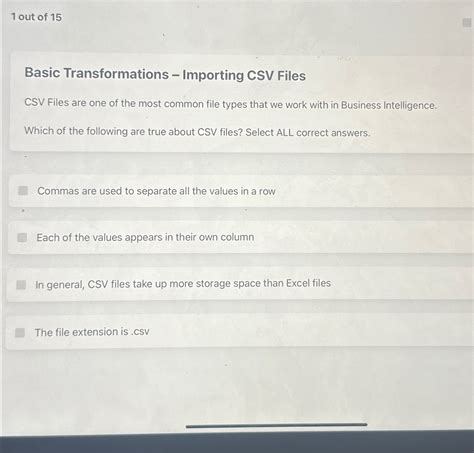 Solved Out Of Basic Transformations Importing CSV Chegg Com