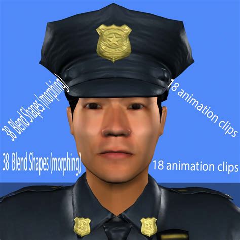 Policial Chi Animado Modelo 3d 50 Max Fbx Ma Free3d