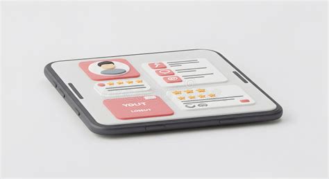 Stylized Smartphone Displaying User Profiles And Ratings In Modern Ui Stock Illustration