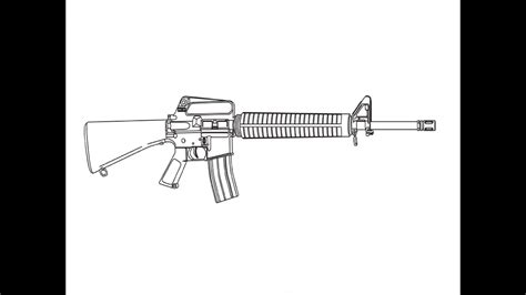 M16 Rifle Drawing Colt M4 Lineart By Masterchieffox On Deviantart