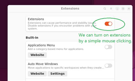 What Command Corresponds To Turning On Gnome Extensions And Ubuntu Dock
