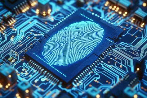 Biometric Fingerprint Scan Fusion On Circuit Board Premium Ai