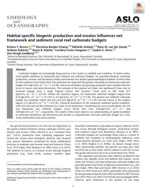 Pdf Habitat Specific Biogenic Production And Erosion Influences Net