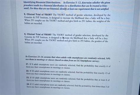 Solved Identifying Binomial Distributions In Exercises Chegg Com