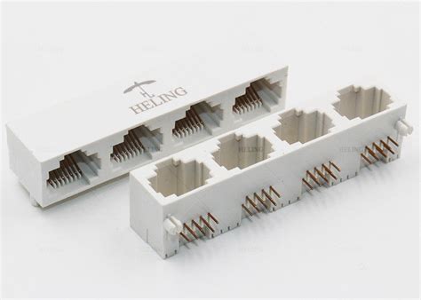White Housing Rj45 Multiple Port Connectors Harmonica Ganged Unshielded