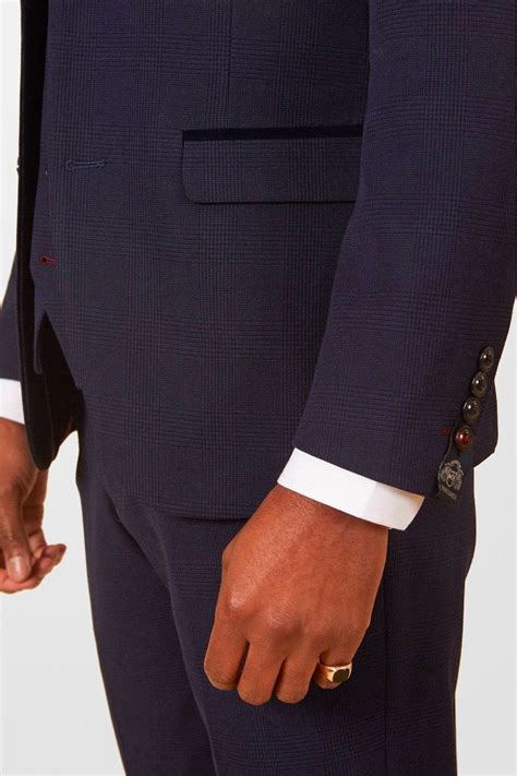 Marc Darcy Marc Darcy Bromley Navy Blue Check 3 Piece Suit