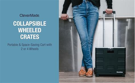Clevermade Collapsible Wheeled Crate With Lid 4 Wheels