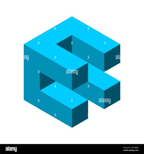 Blue Abstract Cube Shape Logo Design Template Optical Illusion Visual Trick 3d Isometric Box