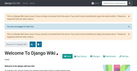 Editing The Demo Without A Login Would Be Nice Django Wiki Django Wiki Discussion GitHub