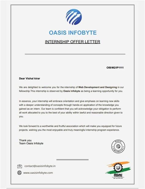 Oasisinfobyte Intern Webdevelopment Internship Vishal Kirar