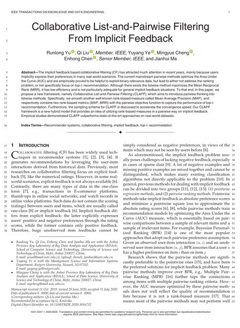 Pdf Collaborative List And Pairwise Filtering From Implicit Feedback