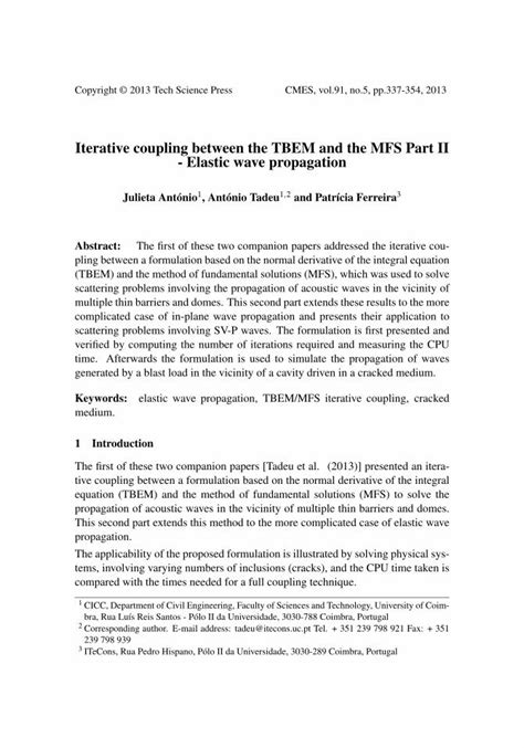 Pdf Iterative Coupling Between The Tbem And The Mfs Part Ii