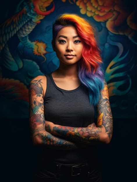 Linda Y Hermosa Chica Asi Tica Con Tatuajes Foto Premium