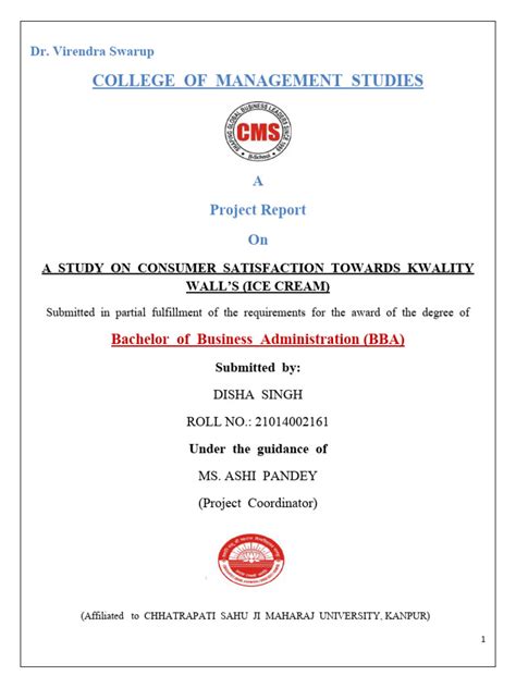 Disha Singh Project Kwality Walls Pdf Ice Cream