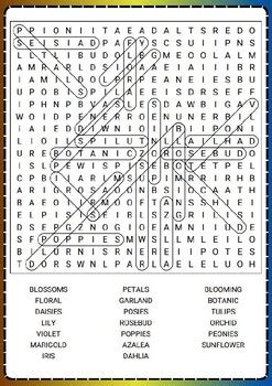 National Flower Day Word Search Puzzle No Prep Activity Worksheets