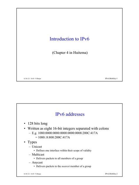 PDF Introduction To IPv6 Chapter 4 In Huitema IPv6 Mobility 1 PDF Document 965052