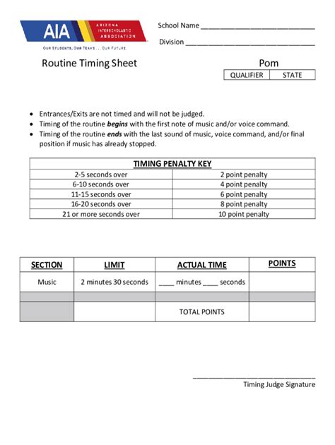 Fillable Online Routine Timing Sheet Pom Fax Email Print Pdffiller