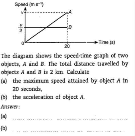solved speed m s 1 the diagram shows the speed time graph of two