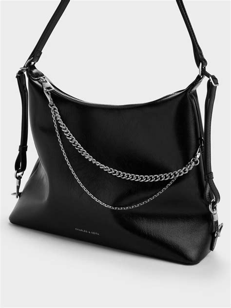 Atwood Chain Convertible Hobo Bag Noir Charles And Keith Sg