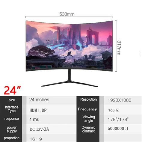 24 Inch 144hz Monitors Gamer 1K HD Gaming Monitor PC LCD Curved Monitor For Desktop 1080p