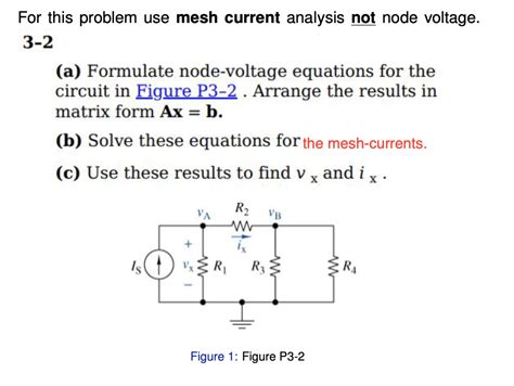 Solved For This Problem Use Mesh Current Analysis Not Node